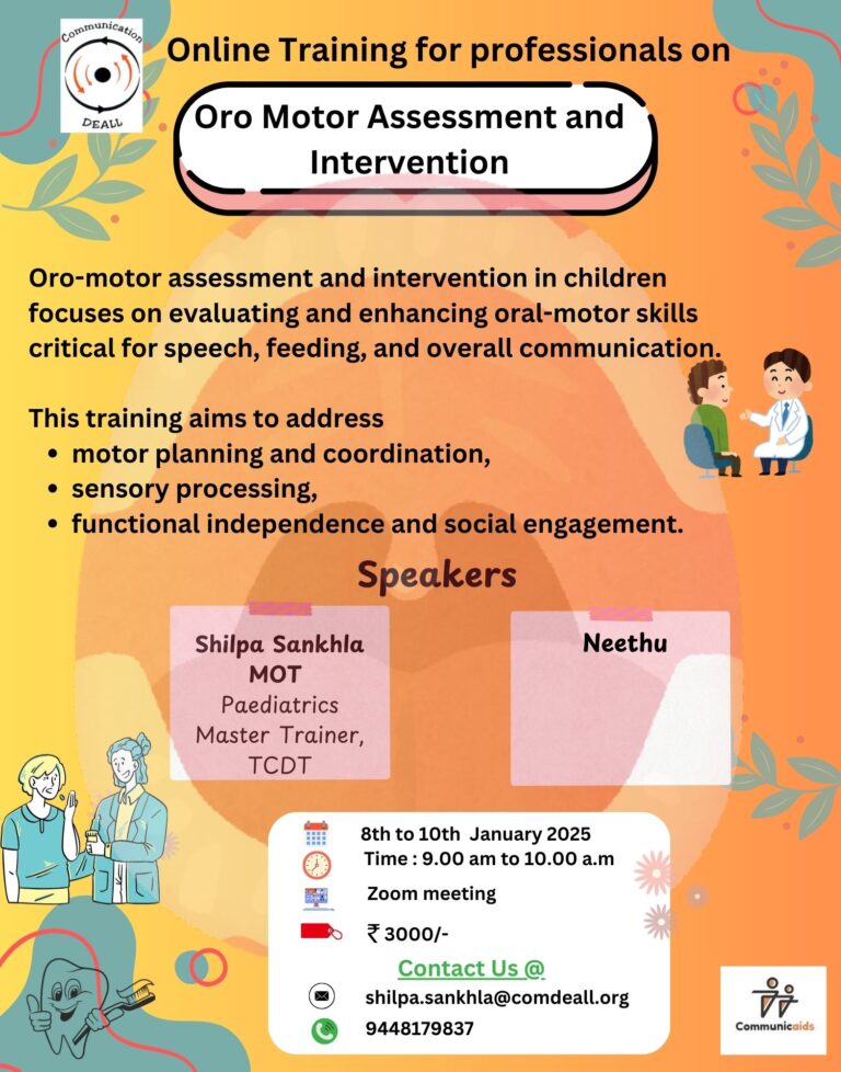 Online Training for professionals on Oro Motor Assessment and ...